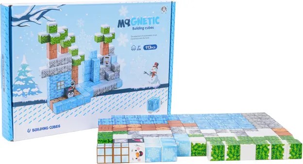 Magnetická stavebnice MAGNETIC Sněžná krajina, 113 dílků