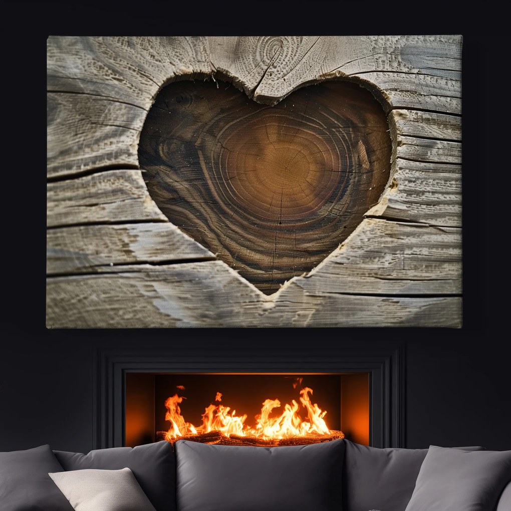 Obraz na plátně - Srdce esence, dřevo styl FeelHappy.cz Velikost obrazu: 90 x 60 cm