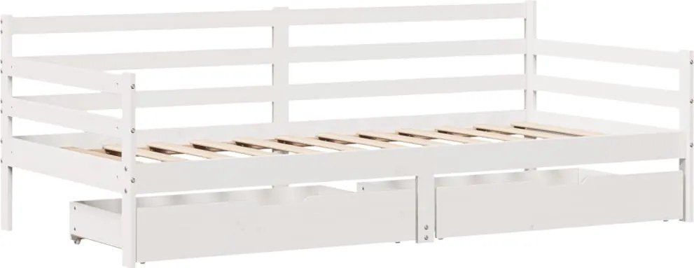 Válenda se zásuvkami bílá 90 x 200 cm masivní borovice 3302060