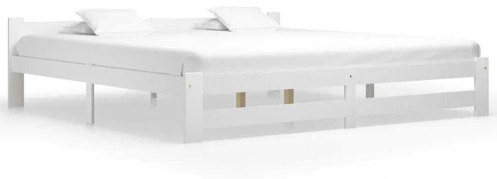 Rám postele bílý masivní borovice 200 x 200 cm - Default Title
