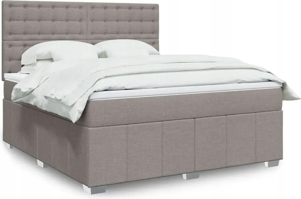 Box Spring Postel S Matrací Textil Taupe tlačítka 180 x 200 cm