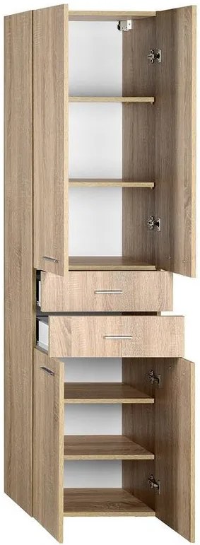 Aqualine ZOJA/KERAMIA FRESH skříňka vysoká se zásuvkami 50x184x29cm dub platin 51296