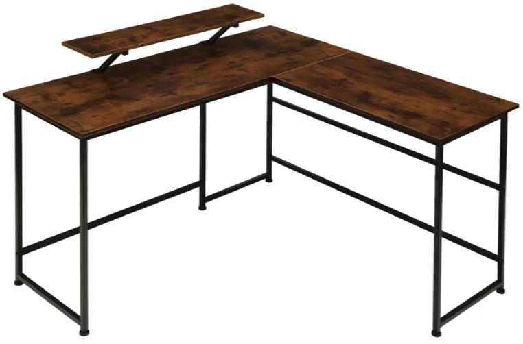 Tectake Psací stůl Melrose 140x130x76,5cm Industrial tmavé dřevo