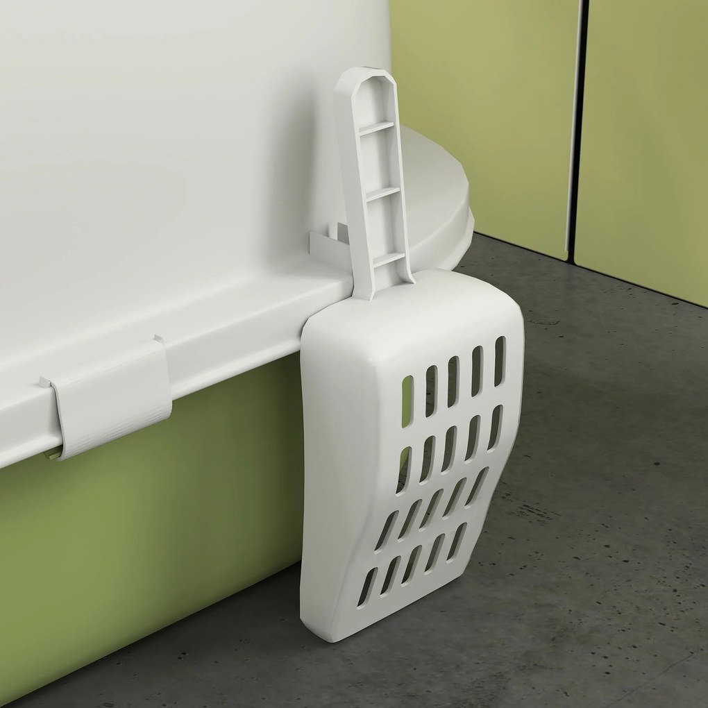 PawHut Krytá Kočičí Toaletní Miska s Odnímatelným Víkem a Šuplíkem pro Snadné Čištění s Uhlíkovým Filtr a Rukojetí 40,5x52x39 cm Bílá a Zelená