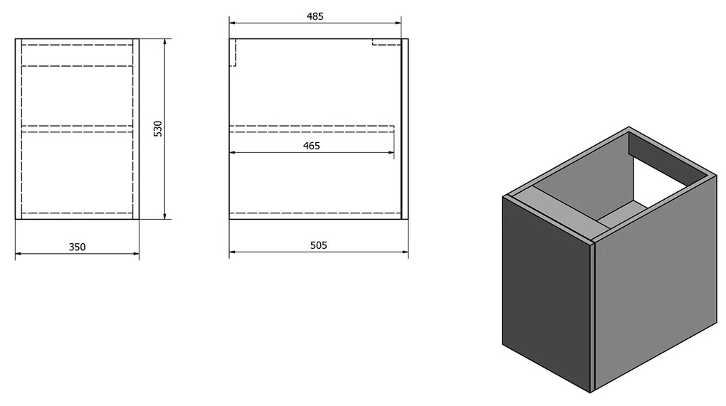 Sapho TREOS skříňka spodní dvířková 35x53x50,5cm, pravá/levá, dub Polar - TS035-1010