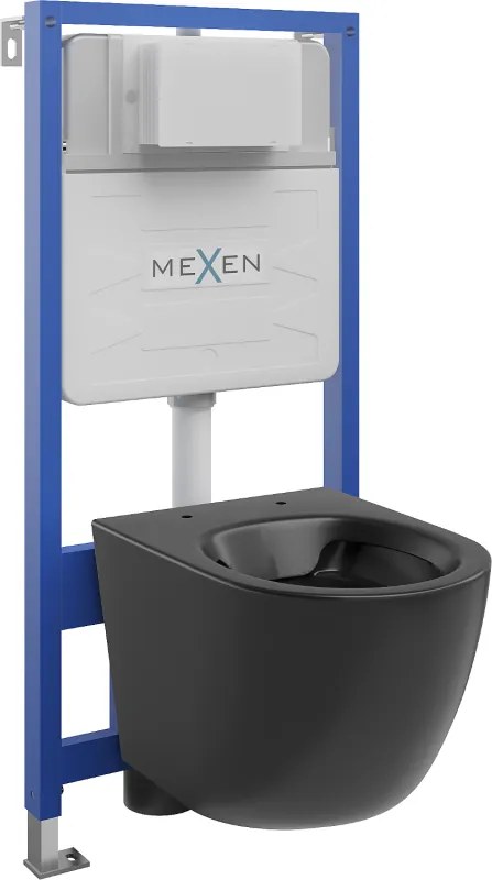 Mexen Fenix Slim, podomítkový modul a závěsné WC Lena, černá matná, 6103322XX85