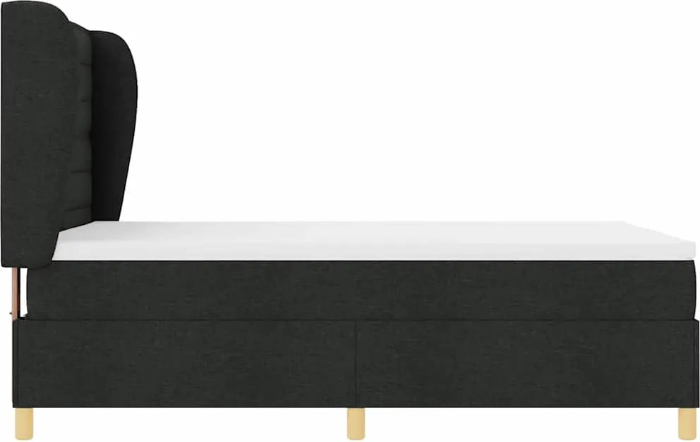 Postel s boxspringem s čelo Černý 200 x 140 cm textil 3340692
