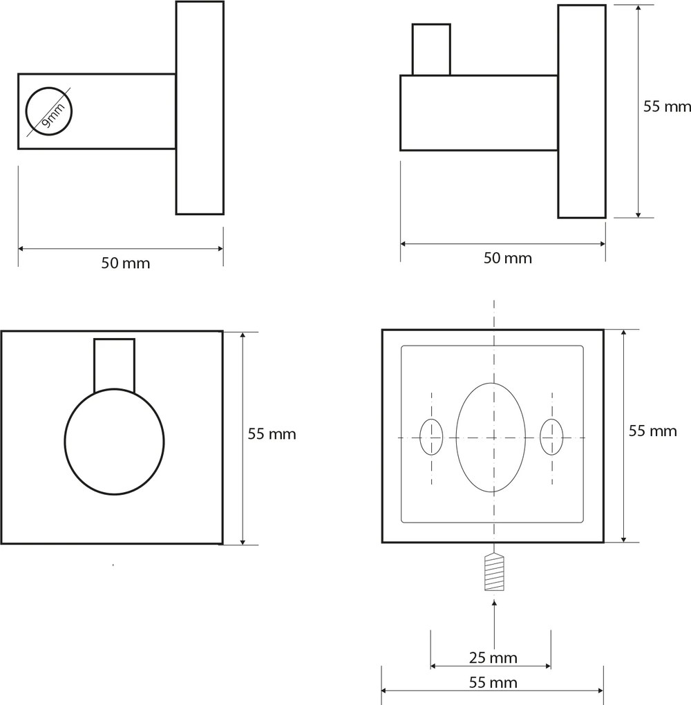 Sapho Sapho, X-SQUARE háček, chrom, XQ203