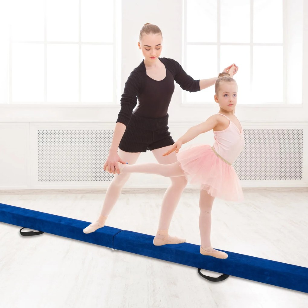 Costway 270 cm kladina dětská kladina skládací gymnastická kladina s – modrý