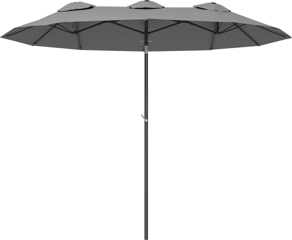 Outsunny Dvojitý Slunečník, 285x147cm Zahradní Slunečník s Ručním Mechanismem, Ocelový Sloup, Oválný Tržní Slunečník s Větrací Otvor, Odolný Dvojitý S