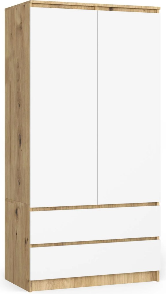 Šatní skříň S90 2D2SZ dub artisan/bílá