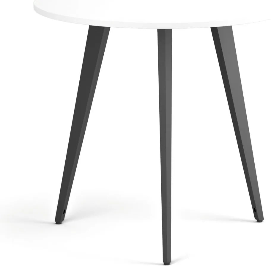 Konferenční stůl PRIMO VIBE, průměr 80 cm, černá podnož, bílá