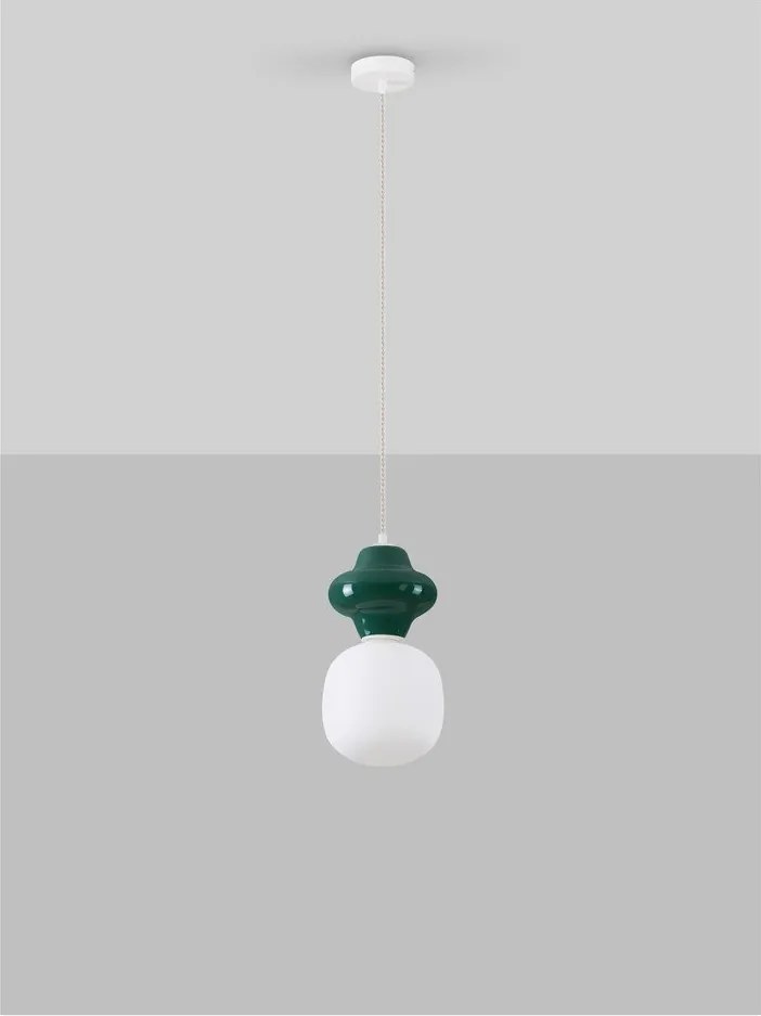 Bílé/v petrolejové barvě keramické závěsné svítidlo se skleněným stínidlem ø 18 cm Clio – Nova Luce