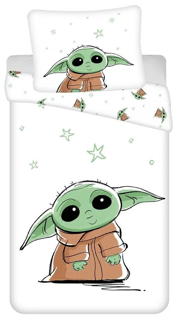 Jerry Fabrics Bavlněné povlečení Star Wars Baby Yoda, 140 x 200 cm, 70 x 90 cm