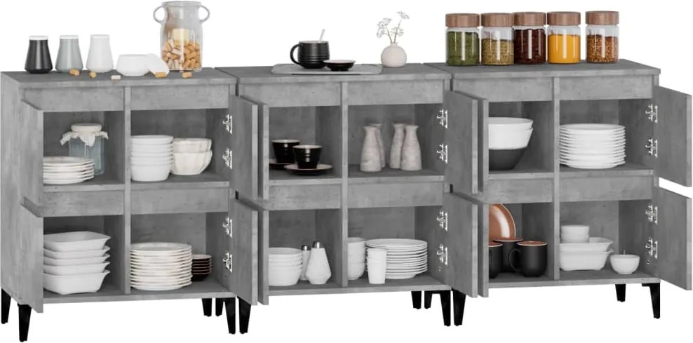 Příborníky 3 ks betonově šedé 60 x 35 x 70 cm kompozitní dřevo 3185779