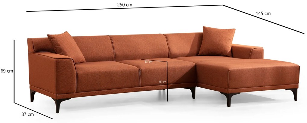 Hanah Home Rohová pohovka PETRA oranžová pravá 560ARE1606