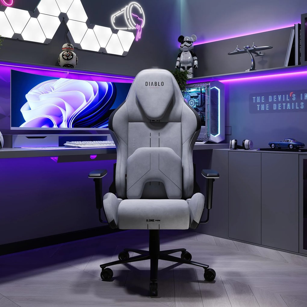 Herní židle Normal Size, šedý-černý: Diablo X-One Prime Nightwolf Moon