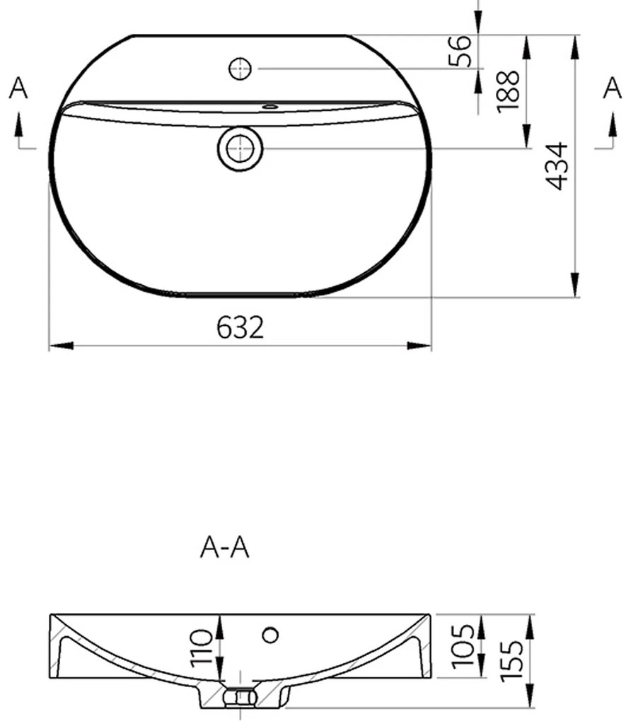 Sapho, HELEN umyvadlo 63x43cm, litý mramor, bílá, HE063
