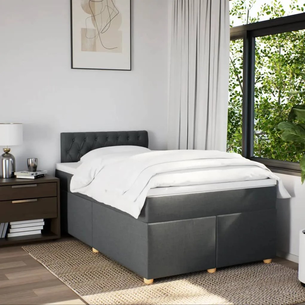 Box spring postel s matrací tmavě šedá 120x200 cm textil 3286655