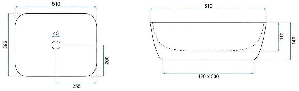 Rea Freja, umyvadlo na desku 512x396x137mm, imitace kamene-travertin matný, REA-U6689