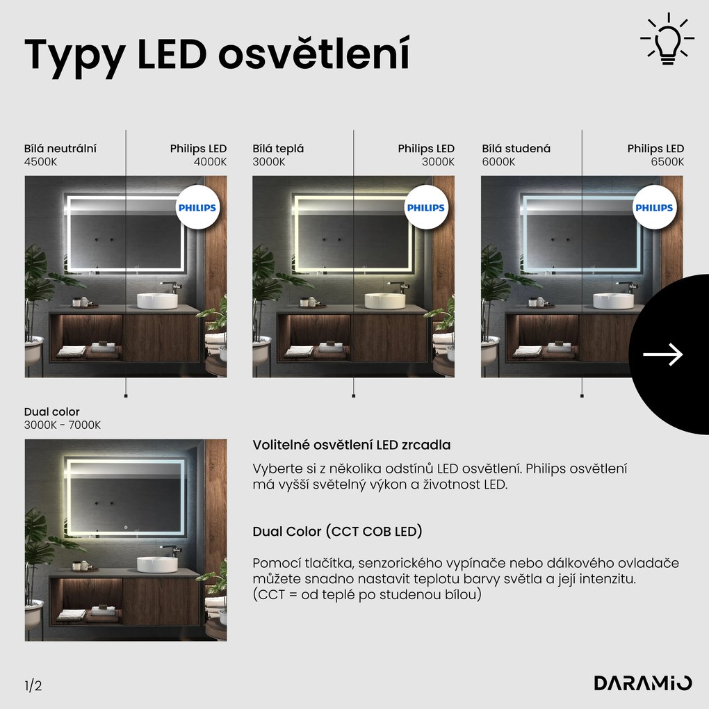 Zrcadlo do koupelny s LED osvětlením F2