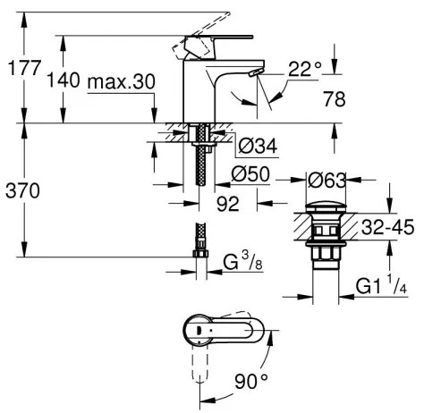 GROHE 23586000 - Umyvadlová baterie GET velikost S lesklý chrom