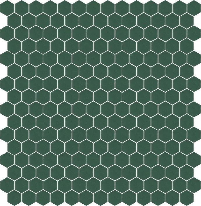 Hisbalit Skleněná mozaika zelená Mozaika 220B SATINATO hexagony 2,3x2,6 (33,33x33,33) cm - HEX220BLH