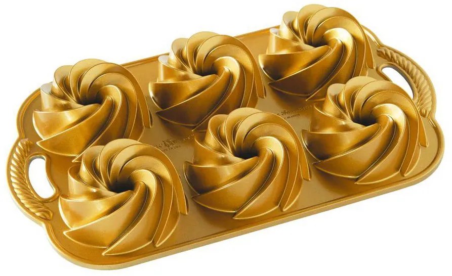 Nordic Ware forma na Minibábovky Heritage plát se 6 formičkami zlatá