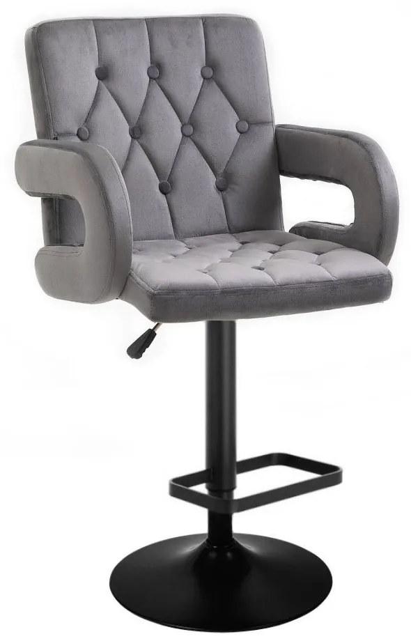 LuxuryForm DESIGN Barová židle BOSTON VELUR na černé kulaté podstavě - šedá
