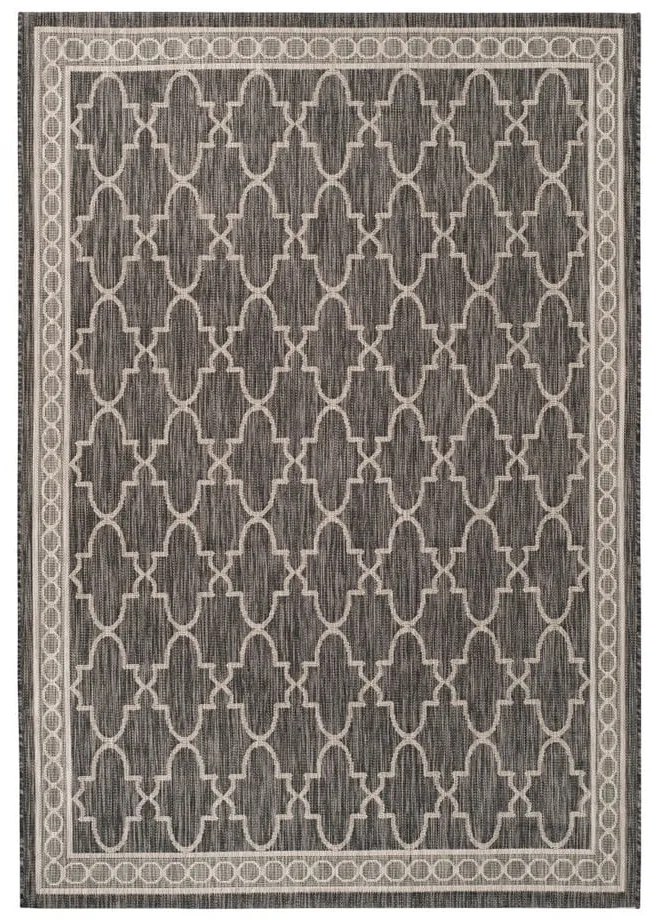Černobéžový koberec vhodný i na venkovní použití Safavieh Grenada, 231 x 160 cm
