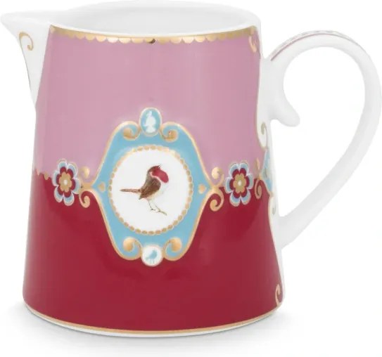 Pip Studio Love Birds Medallion mlékovka 270ml, červeno-růžová (džbánek na mléko porcelánový)