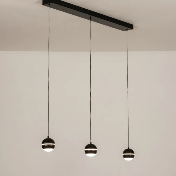 Závěsné designové LED černé svítidlo nad jídelní stůl Bernie Line Nero
