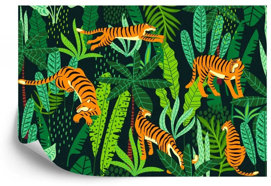 Fototapeta Retro Jungle Tigers Strukturální vinyl 90x60