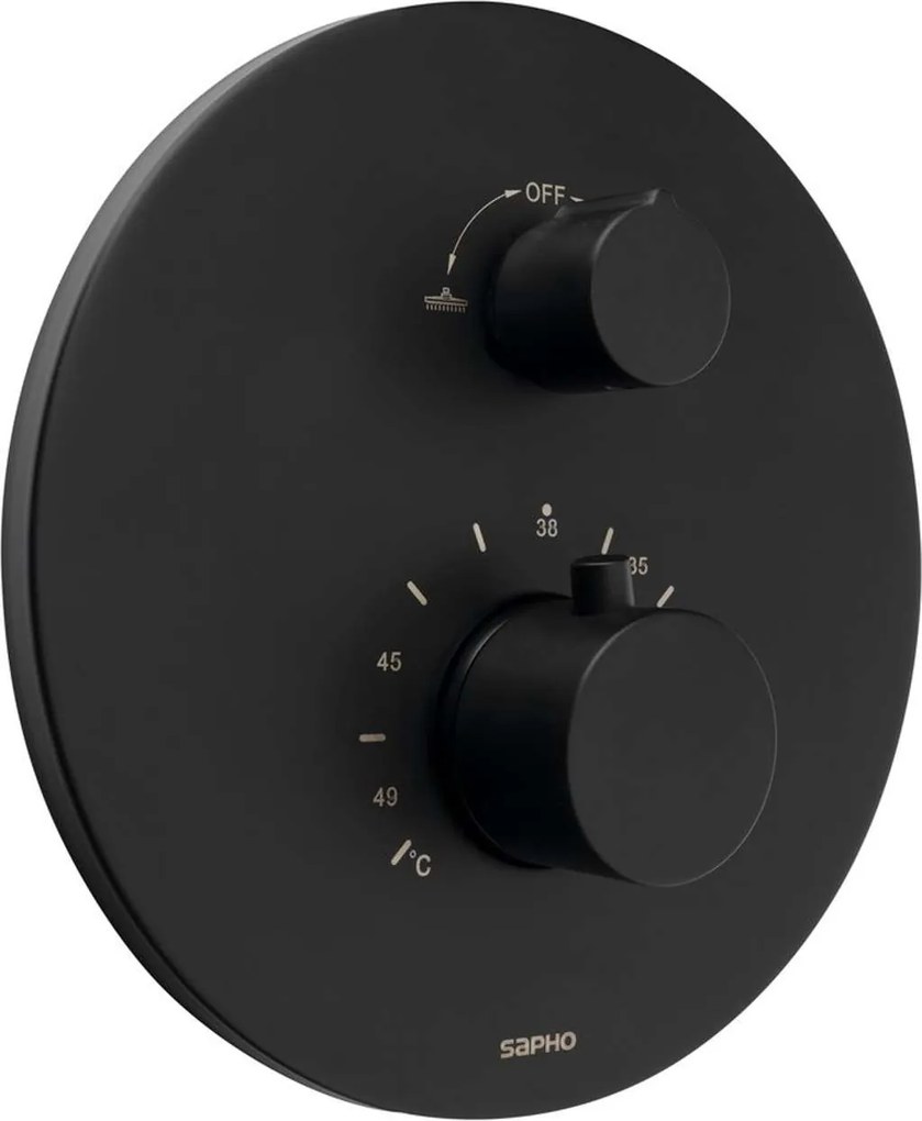 Sapho - Termostatická baterie pod omítku, box, pro 2 spotřebiče, matná černá RH396B