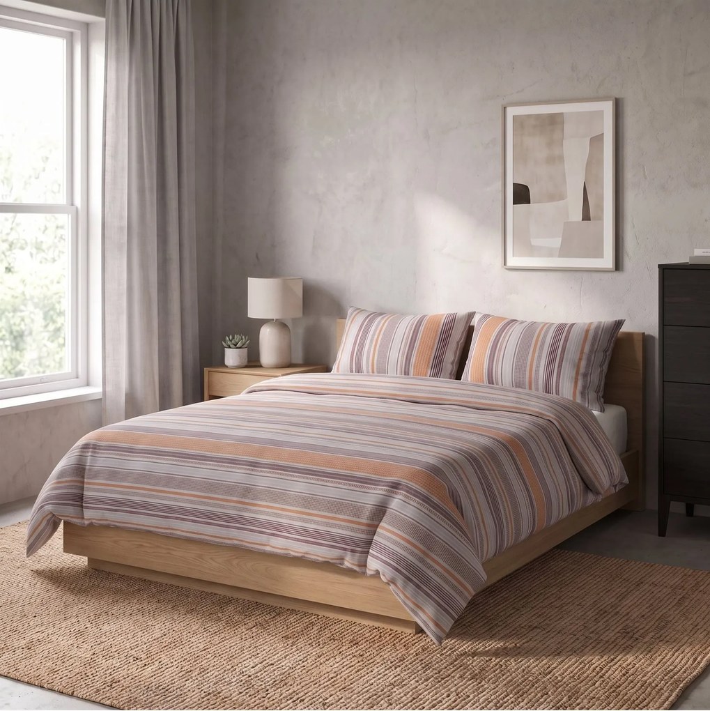 Bavlněné povlečení DELUX VENTA béžová - 1x 220/200, 2x 70/90cm