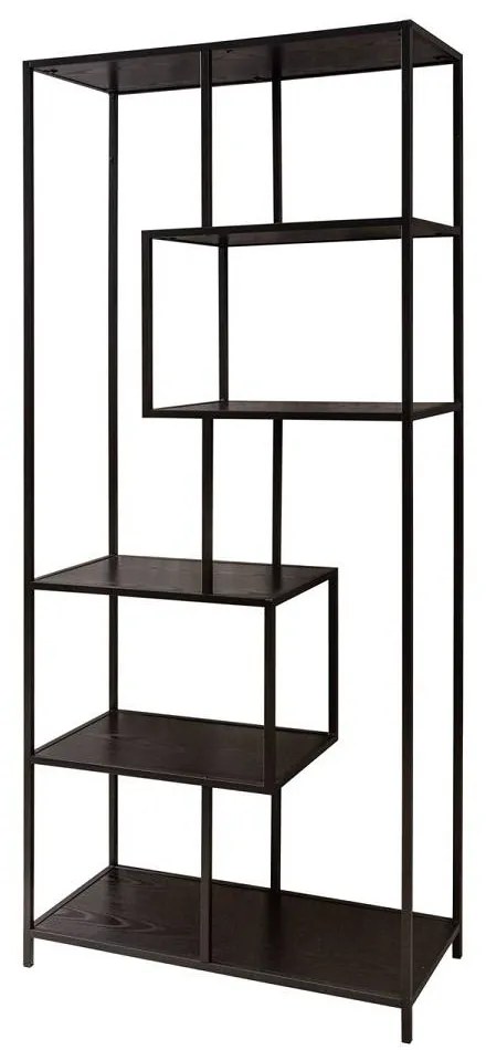 Designový regál Maille 185 x 77 cm černý jasan