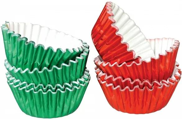 Košíčky hliníkové Zelené a červené, 25x17 mm, 50 ks