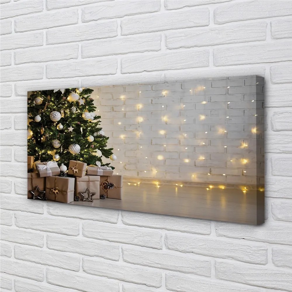 Obrazy na plátně Ozdoby na vánoční stromeček dárky 100x50 cm
