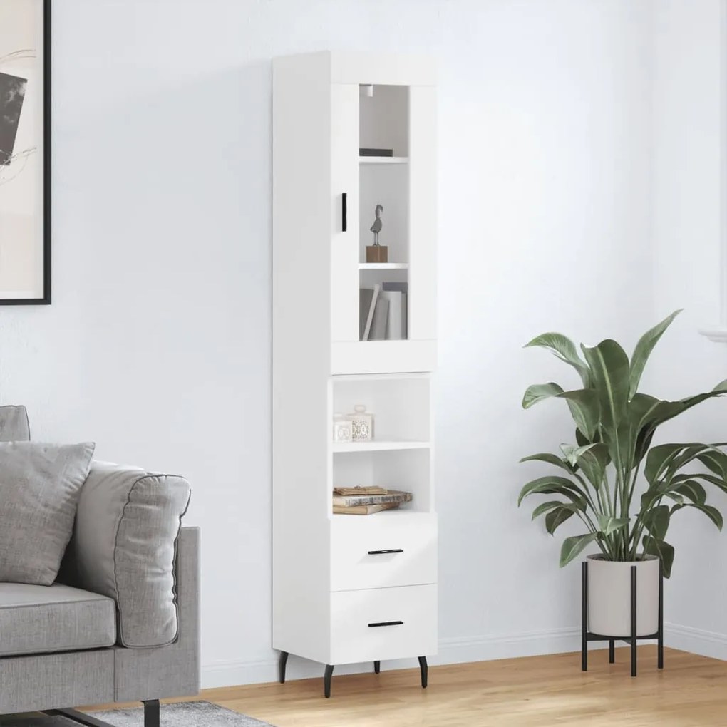 vidaXL Skříň highboard 34,5 x 34 x 180 cm kompozitní dřevo [3199314] Barva: Bílá