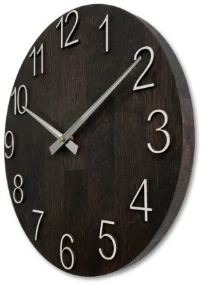 Luxusní dřevěné nástěnné hodiny Wenge – Černý design I SENTOP MAS016-OSMO-3169-heads-silver