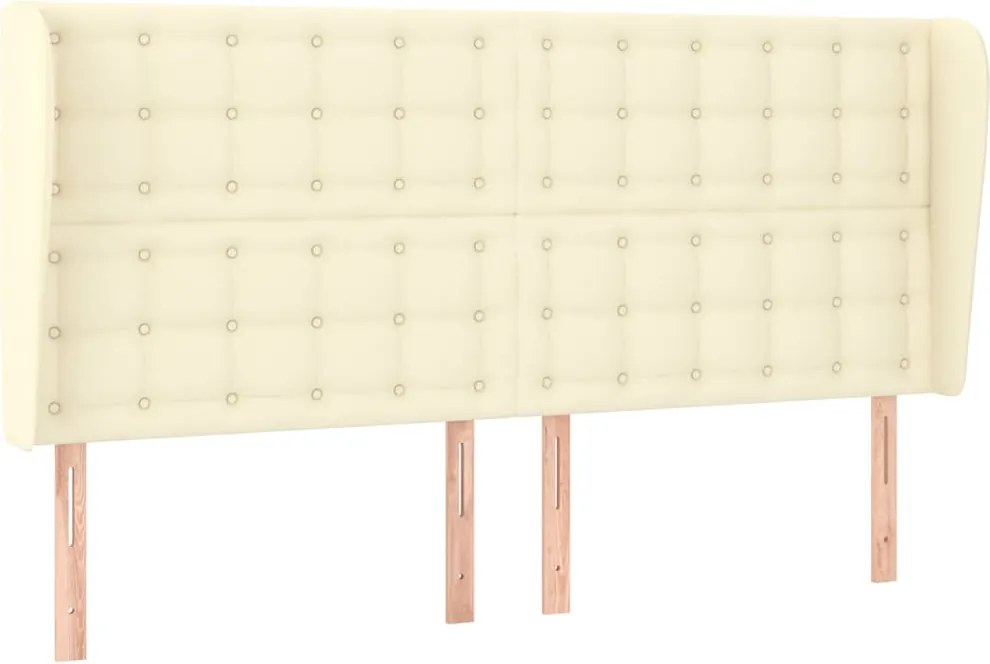 Čelo postele typu ušák krémové 203 x 23 x 118/128 cm umělá kůže 3118066