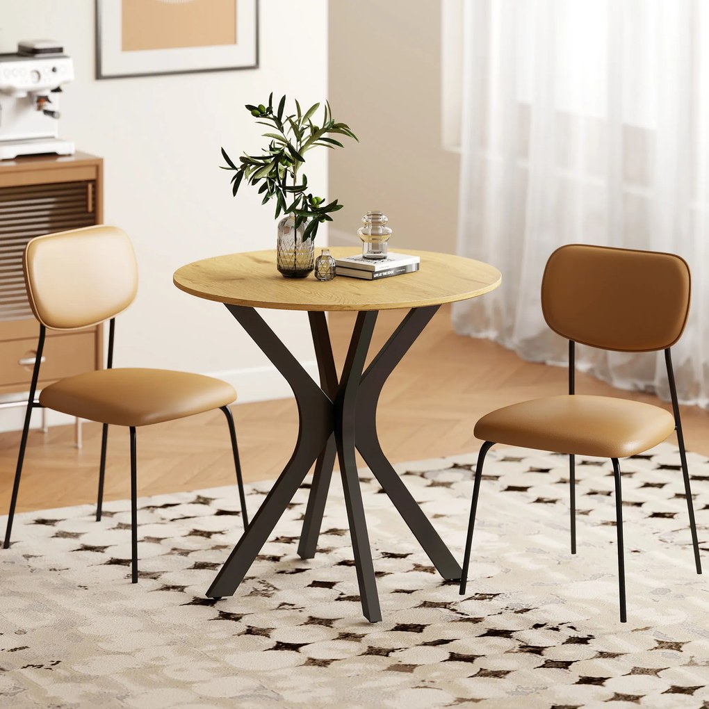 HOMCOM Jídelní stůl kuchyňský stůl kulatý stůl, moderní design, 78 cm x 75 cm, přírodní dřevo