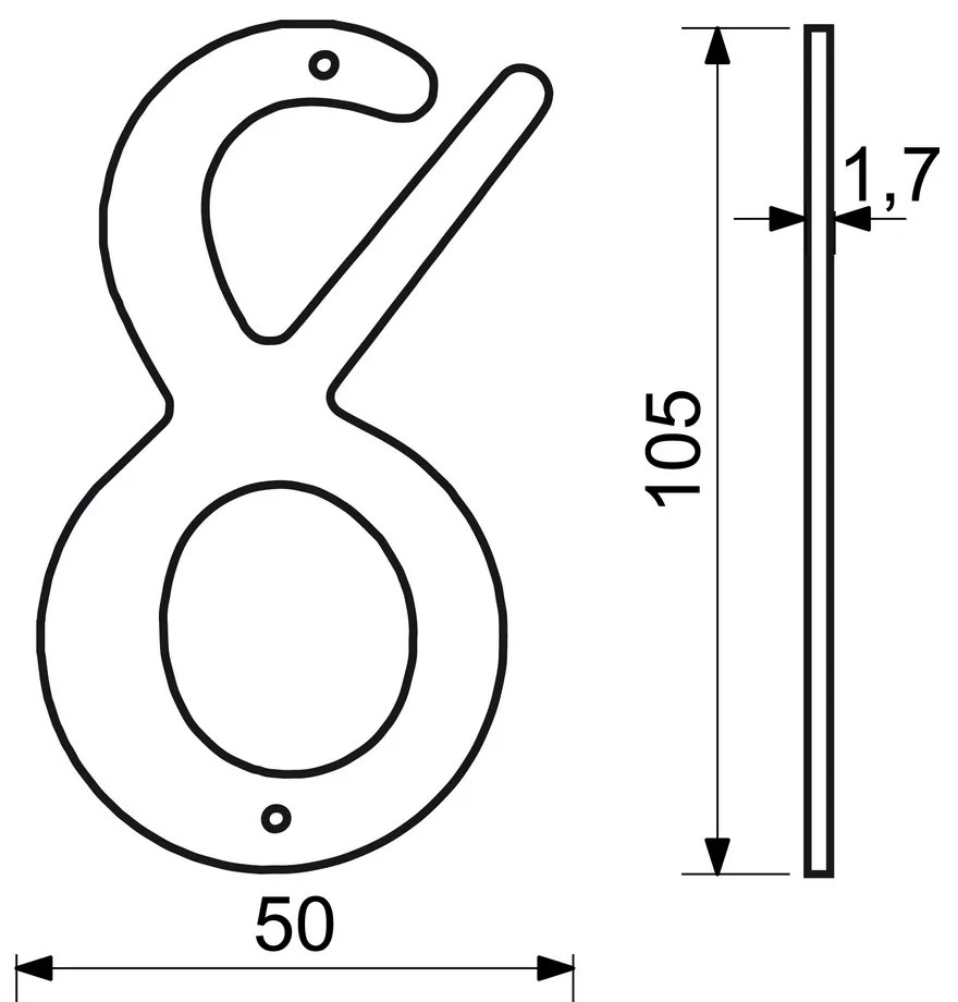 Domovní číslo "8", RN.105HR, černá