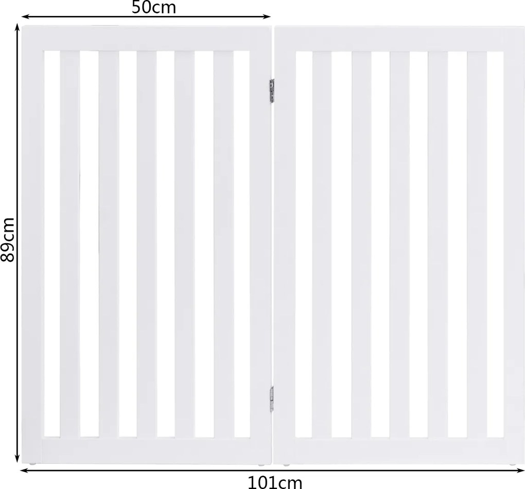 Costway Zábrana pro psy 89 cm vysoká 2 panely Ochranné dřevěné skládací (bílé