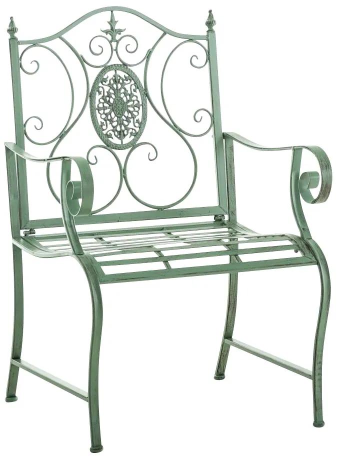 Kovová židle Punjab s područkami - Zelená antik