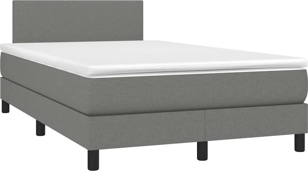 Box spring postel s matrací a LED tmavě šedá 120x200 cm textil 3132982