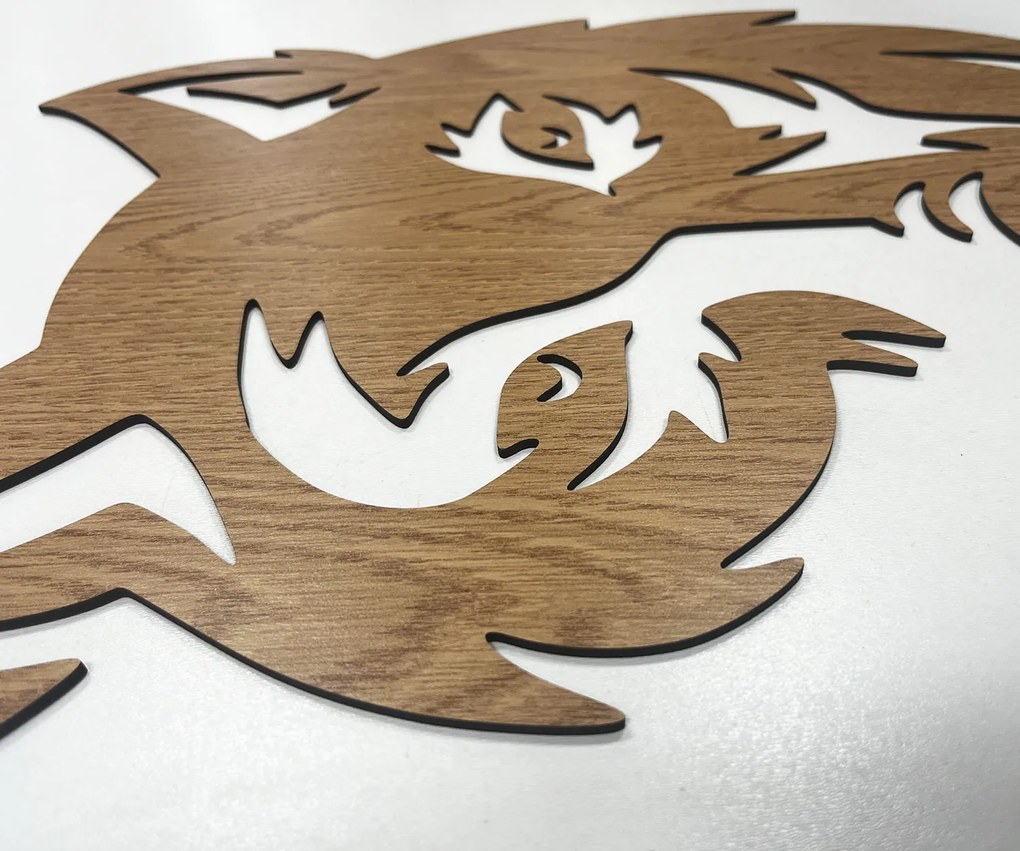 dřevo života Dřevěný obraz VLK Zvolte barvu dekoru: Dub zlatý, Rozměry šxv (cm): 20x27