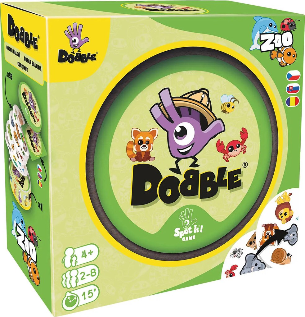 ASMODEE Hra postřehová Dobble ZOO new v plechové krabičce *SPOLEČENSKÉ HRY* asdoan07