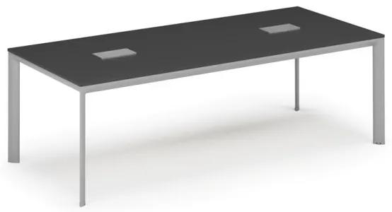 Stůl INVITATION 2400 x 1200 x 740, grafit + 2x stolní zásuvka TYP III, stříbrná