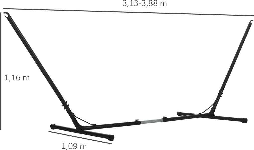 Outsunny rám houpací sítě nastavitelný stojan na houpací síť pro zahradu a pláž kov do 120 kg 308-380x108x120cm | Aosom.de